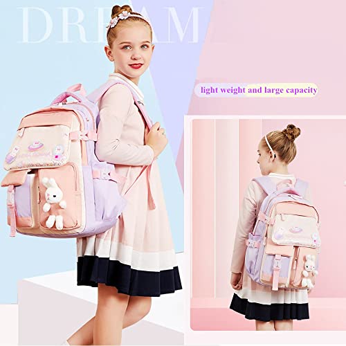 Kawaii Backpack for School Girls Bunny Backpack Kids Casual Bookbag Cute Outdoor Daypack