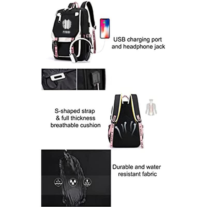 BEBBEE Unisex Bangtan Boys Backpack Middle School Students Bookbag Outdoor Daypack for Merchandise School backpack Girls Merch