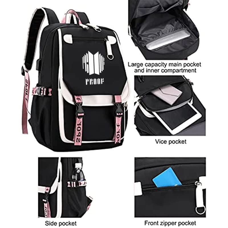 BEBBEE Unisex Bangtan Boys Backpack Middle School Students Bookbag Outdoor Daypack for Merchandise School backpack Girls Merch