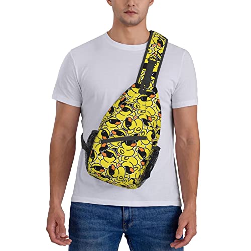 FBCAL Cute Duck Sling Backpack Multipurpose Chest Bag Hiking Travel Daypack Crossbody Shoulder Bag Outdoor Unisex