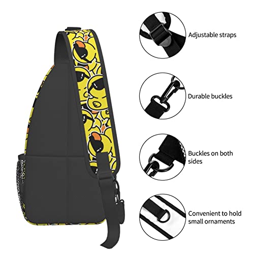 FBCAL Cute Duck Sling Backpack Multipurpose Chest Bag Hiking Travel Daypack Crossbody Shoulder Bag Outdoor Unisex