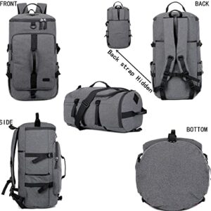 Waterproof Travel Sport Duffel Backpack Weekender bag Hybrid Hiking Rucksack Laptop Backpack for College HB-26 (Grey)