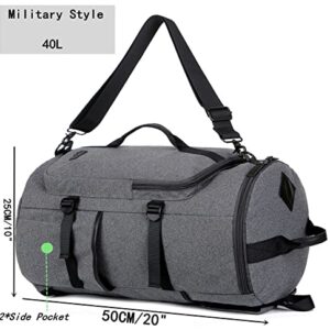 Waterproof Travel Sport Duffel Backpack Weekender bag Hybrid Hiking Rucksack Laptop Backpack for College HB-26 (Grey)