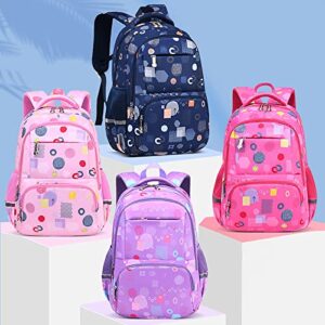 ETAISHOW Geometric Print Backpack for Girls Kids Bookbag for Elementary Middle School