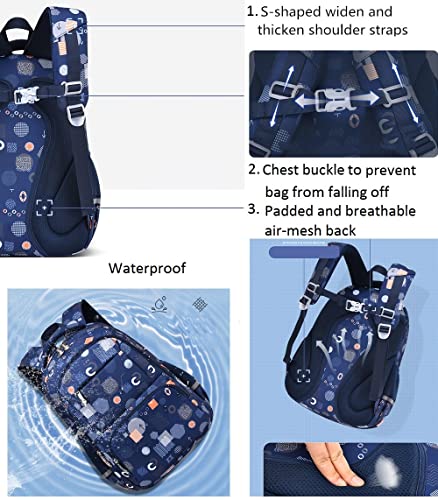 ETAISHOW Geometric Print Backpack for Girls Kids Bookbag for Elementary Middle School