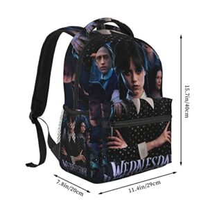 KADEUX Wednesday Movie Backpack 3d Printed Travel Backpack Casual Laptop Backpack Lightweight Multi-Function SchoolBag For Adult Youth