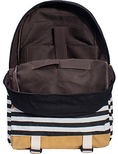 Leaper Navy Style School Laptop Backpack Girls Striped Canvas Bookbag Black