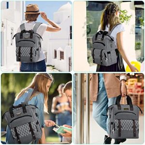 Travel Backpack for Women, Large Wide Open Womens Backpack for Work, Water Resistant Collage School Backpack with USB Port, 15.6 Inch Bookbag Computer Bag for Doctor Teacher Student Nurse, Grey