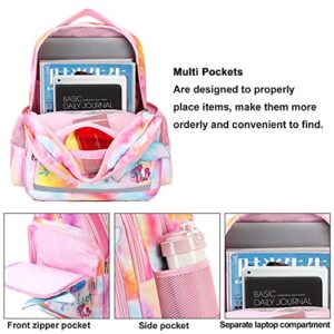 LEDAOU Kids Preschool Backpack Lunch Box Girls Kindergarten BookBag Primary Waterproof Galaxy School Bag 7 Pockets with Chest Strap