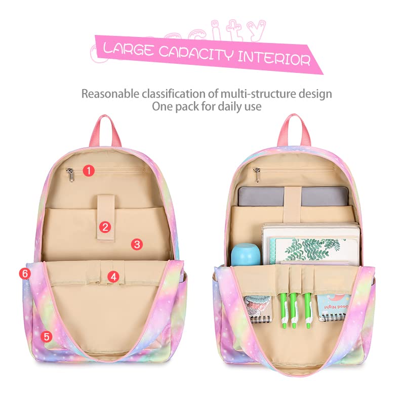 UPlee Unicorn School Backpack For Girls, Kids Elementary Bookbag And Lunch Bag Set, Girls Backpack With Lunch Box,unicorns Backpack Gifts For Girls, Cute Girls Book Bag