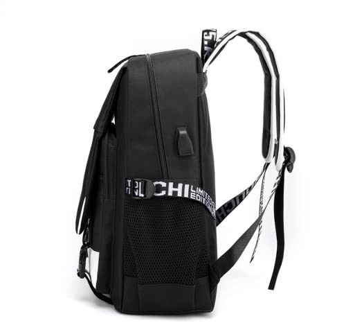 HUIHSVHA Anime Backpack, Large Capacity School Laptop Bag with USB Charging Port, Casual Travel Daypack For Adult Youth