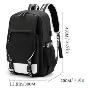 HUIHSVHA Anime Backpack, Large Capacity School Laptop Bag with USB Charging Port, Casual Travel Daypack For Adult Youth