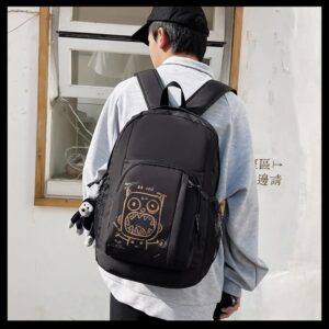 Y2K Backpack with Cute Gorilla Plush Pendant Aesthetics Grunge School Stationary Preppy Indie Laptop Bookbag (Black)