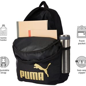 PUMA Backpack, Black-Golden Logo, OSFA