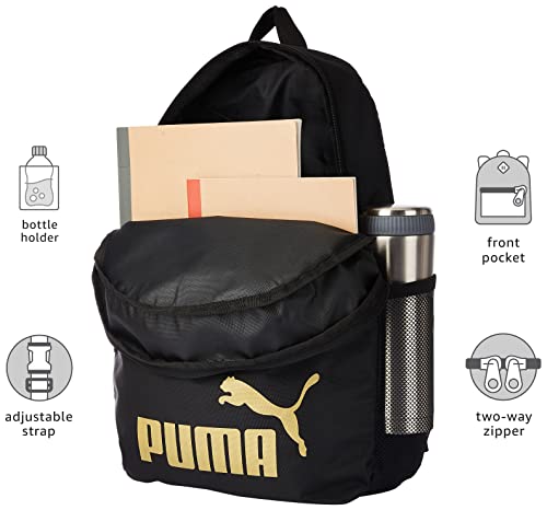 PUMA Backpack, Black-Golden Logo, OSFA