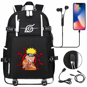 huihsvha anime print backpack large capacity school laptop bag with usb charging port travel daypack for adult boys girls