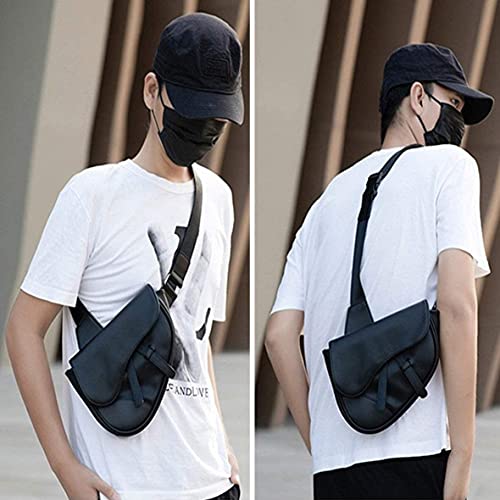 Sling Bag Fashion Saddle Bag Leather Crossbody Backpack Daypack for Men & Women