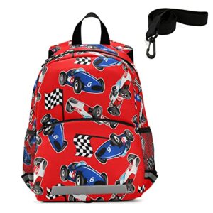 qugrl unique sports cars kids toddler backpack with leash harness funny racecar childish kindergarten child schoolbag preschool nursery baby travel bag for boys girls 3-8 years