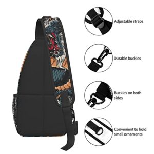 Cool Dragon Style Sling Backpack,Casual Crossbody Shoulder Backpack Sling Bag Chest Daypack for Men Women Travel Hiking Gym