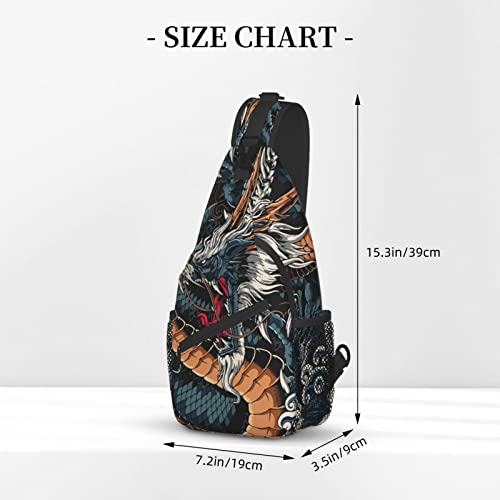 Cool Dragon Style Sling Backpack,Casual Crossbody Shoulder Backpack Sling Bag Chest Daypack for Men Women Travel Hiking Gym