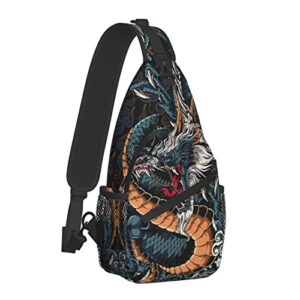 Cool Dragon Style Sling Backpack,Casual Crossbody Shoulder Backpack Sling Bag Chest Daypack for Men Women Travel Hiking Gym