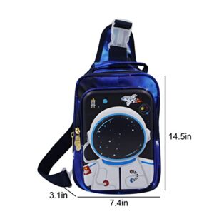 Cute Cartoon Sling Bag for Little Boys Astronaut Airplane Dinosaur Chest Bag Samll Crossbody Bag Casual Daypack Shouder Bag