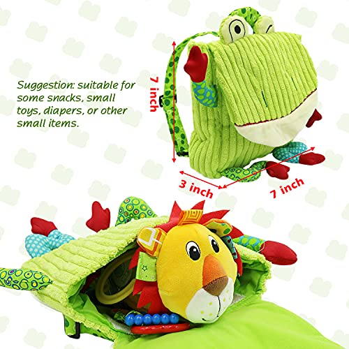 JERICETOY Toddler Backpack Cute Animal Mini Backpacks for Kids Preschool Ages 3+, Plush Backpack Preschool Backpack for3 4 5 6 Year Old Kids Gift- Frog