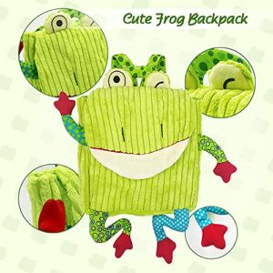 JERICETOY Toddler Backpack Cute Animal Mini Backpacks for Kids Preschool Ages 3+, Plush Backpack Preschool Backpack for3 4 5 6 Year Old Kids Gift- Frog