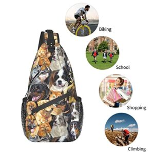 Cute Dog Sling Bag Dog Crossbody Chest Daypack Casual Backpack Women Shoulder Bag For Travel Picnic