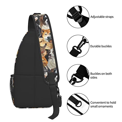 Cute Dog Sling Bag Dog Crossbody Chest Daypack Casual Backpack Women Shoulder Bag For Travel Picnic