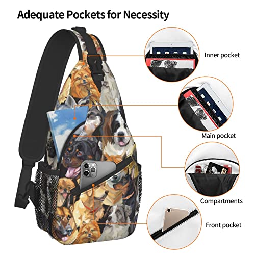 Cute Dog Sling Bag Dog Crossbody Chest Daypack Casual Backpack Women Shoulder Bag For Travel Picnic