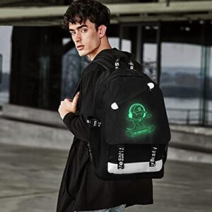 Glow Anime Skateboard Backpack with Sling Bag for Boys, School Bags Bookbag for Teenager