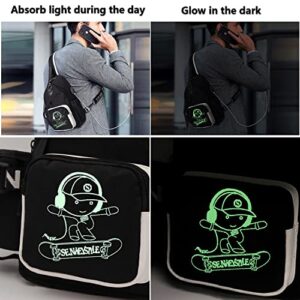 Glow Anime Skateboard Backpack with Sling Bag for Boys, School Bags Bookbag for Teenager