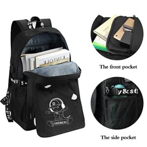 Glow Anime Skateboard Backpack with Sling Bag for Boys, School Bags Bookbag for Teenager