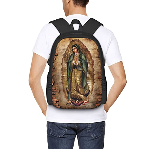 kawaii backpack Old Wall Texture Our Lady Of Guadalupe school backpack for women Men Computer bookbag Hiking Camping Daypack adjustable Durable Laptop Bag Wear Resistant Aesthetic backpacks