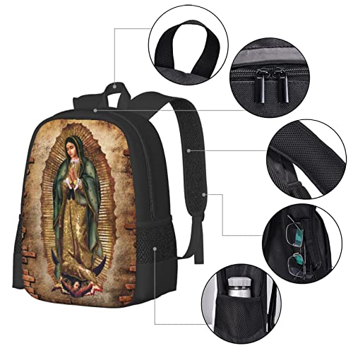 kawaii backpack Old Wall Texture Our Lady Of Guadalupe school backpack for women Men Computer bookbag Hiking Camping Daypack adjustable Durable Laptop Bag Wear Resistant Aesthetic backpacks