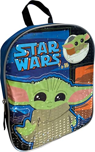 Star Wars The Mandalorian Baby Yoda 11" Mini Backpack (Blue-Black)