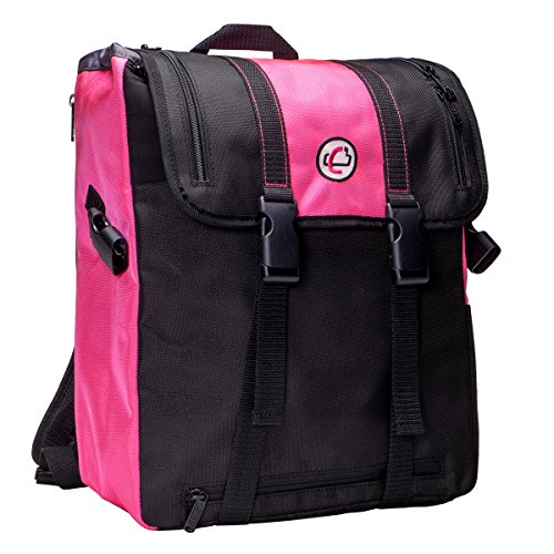 Case-It BKP-102 Laptop Backpack with Hide-Away Binder Holder, Fits 13-Inch Laptops, Black/Pink (BKP-102 BLKP)