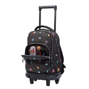 Totto Small School Backpack Wheels Printed Video Game Resma Black