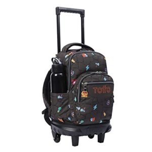 Totto Small School Backpack Wheels Printed Video Game Resma Black