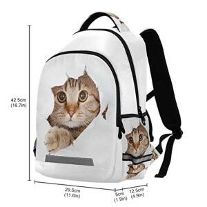 Dallonan Backpack Lovely Cat Funny Animal White School College Backpack Laptop Casual Daypack