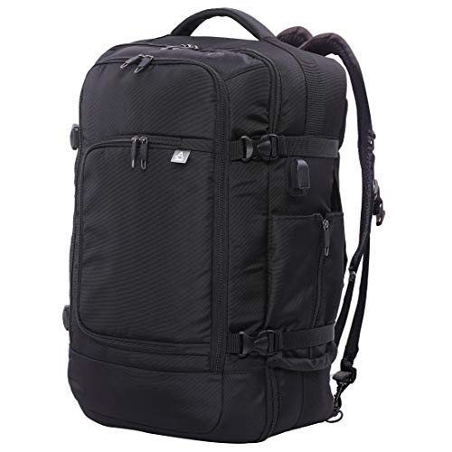 Hybrid 39L Carry On Travel Luggage/Laptop Backpack Bag Fits 15.6 Inch Laptop Notebook with USB Charging Port for School & Business Men Women, Black