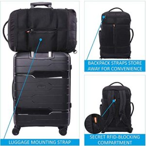 Hybrid 39L Carry On Travel Luggage/Laptop Backpack Bag Fits 15.6 Inch Laptop Notebook with USB Charging Port for School & Business Men Women, Black