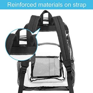 Clear Backpack, Heavy Duty PVC Transparent Bookbag, Waterproof See Through Backpacks for Women and Men - Black