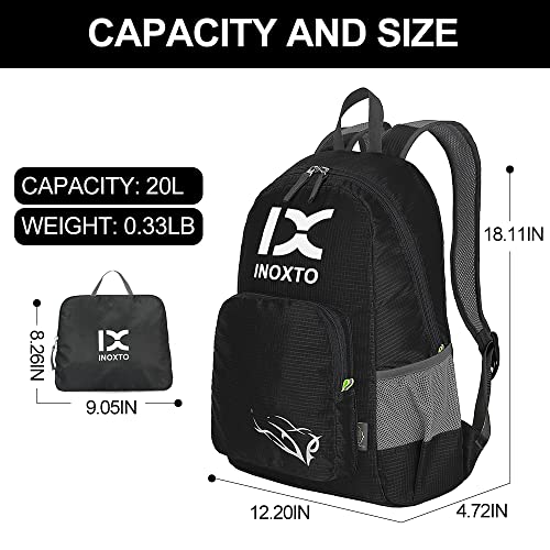 INOXTO 20L Lightweight Hiking Backpack Small Foldable Hiking Daypack for Outdoor Hiking Travel Camping ， Packable Travel Backpack for Women Men