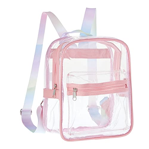 Zodaca Clear Mini Backpack with Front Pocket and Tie Dye Straps, Transparent Backpack for Concerts, Sporting Events (9 x 5 x 11 In)