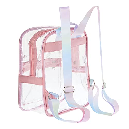 Zodaca Clear Mini Backpack with Front Pocket and Tie Dye Straps, Transparent Backpack for Concerts, Sporting Events (9 x 5 x 11 In)