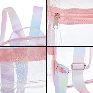 Zodaca Clear Mini Backpack with Front Pocket and Tie Dye Straps, Transparent Backpack for Concerts, Sporting Events (9 x 5 x 11 In)