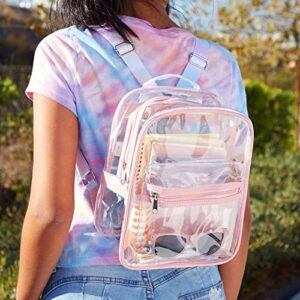 Zodaca Clear Mini Backpack with Front Pocket and Tie Dye Straps, Transparent Backpack for Concerts, Sporting Events (9 x 5 x 11 In)