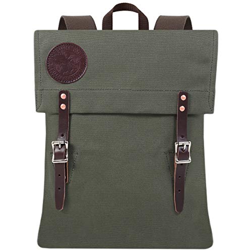 Duluth Pack Duluth Minn Scout Pack, Canvas Travel Bag | Handcrafted Rugged Backpack | Premium American Leather for Outdoor, Hiking, Weekend, Men, Women, and More - Wax Olive Drab